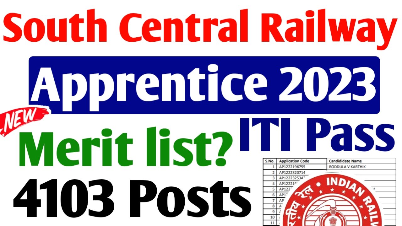 South Central Railway Apprentice merit list 2023?, ITI Pass Railway Apprentice, 4103 Posts ...
