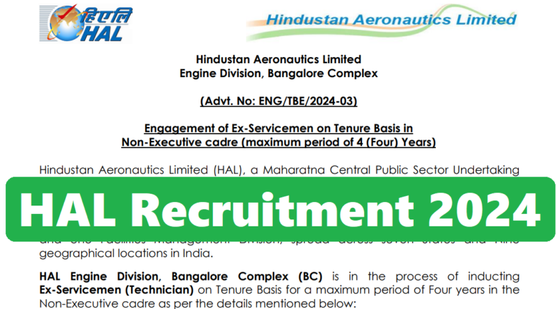 HAL Recruitment 2024, Technician Latest vacancy 2024, 06/01/2025 Last ...