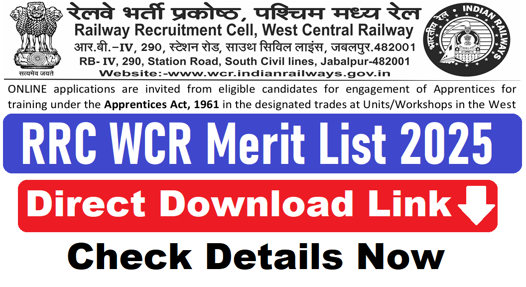 WCR WRS Kota Apprentice Call Letter 2025 Official link Out ‣ Anil Sir ITI